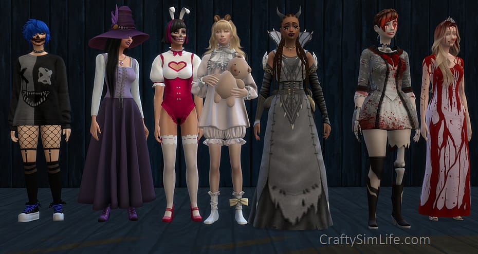 Spooky day Halloween costumes for your Sim family